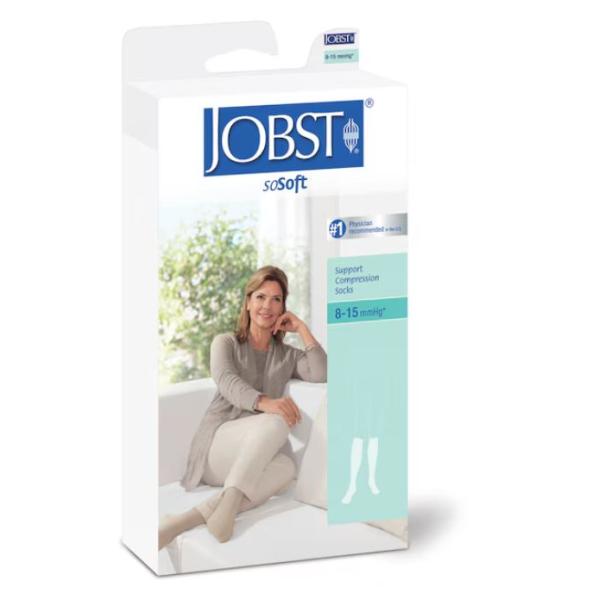 JOBST SOSOFT ACTIVA KNEE C/TOE XL SAND 8-15mmHg